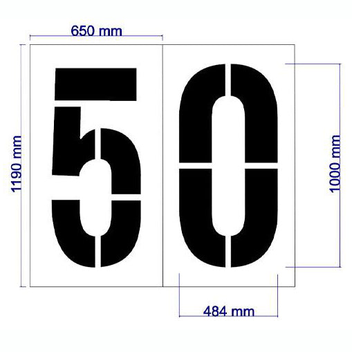 AFL Arc Number Stencil - 1000mm _ 35 - 40 - 45 - 50m – Integrated ...